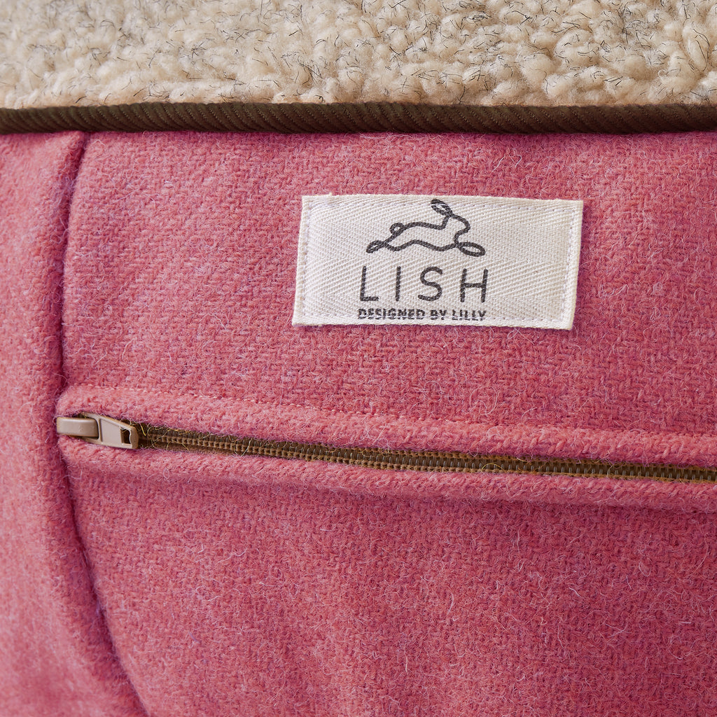 Rose Pink Luxury Harris Tweed Designer Dog Bed | LISH