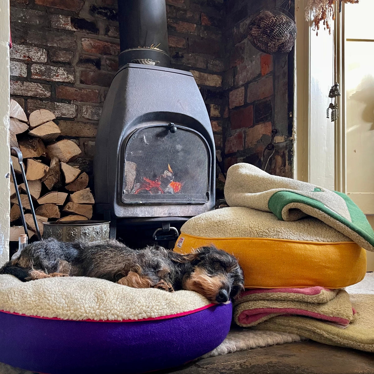 Ada Purple Luxury Harris Tweed Sustainable Dog Bed | LISH